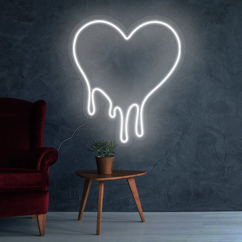 Dripping Heart Neon Sign Heart Neon Sign Bedroom Neon Sign - Etsy