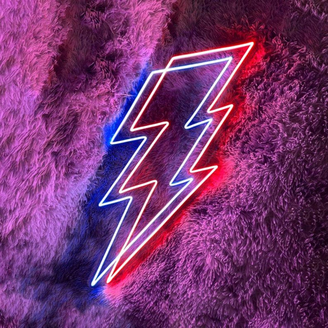 Lightning Bolt Neon Sign: Modern LED Wall Decor - Etsy