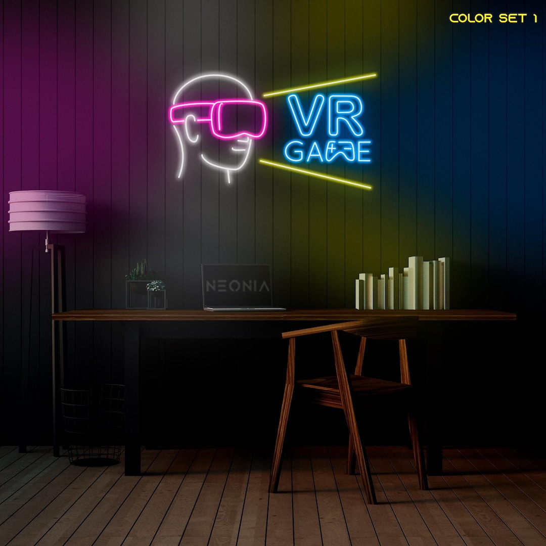 VR Gamer LED Neon Sign Futuristic Gaming Wall Art, Virtual Reality ...