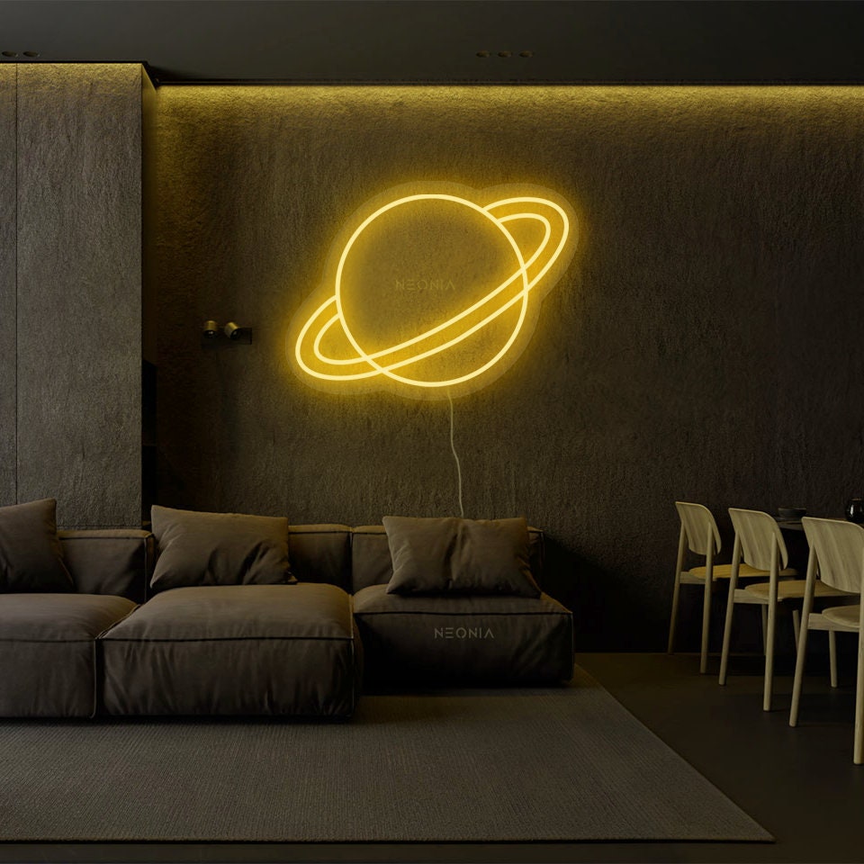 Saturn Planet Neon Sign Saturn Neon Sign Wall Decor Wall | Etsy