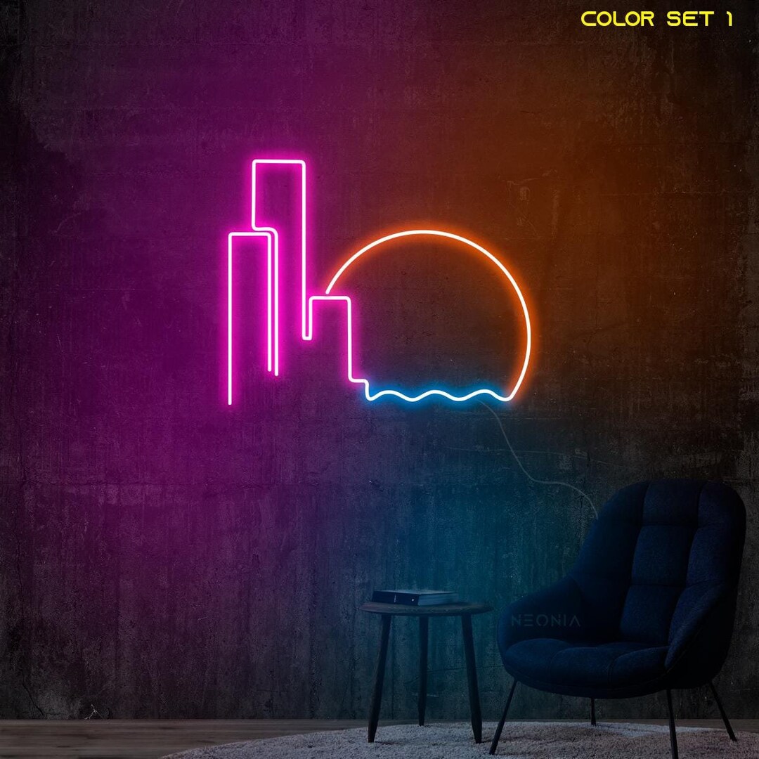 City Sunset LED Neon Sign - Urban Wall Art, Modern Neon Decor, Custom ...