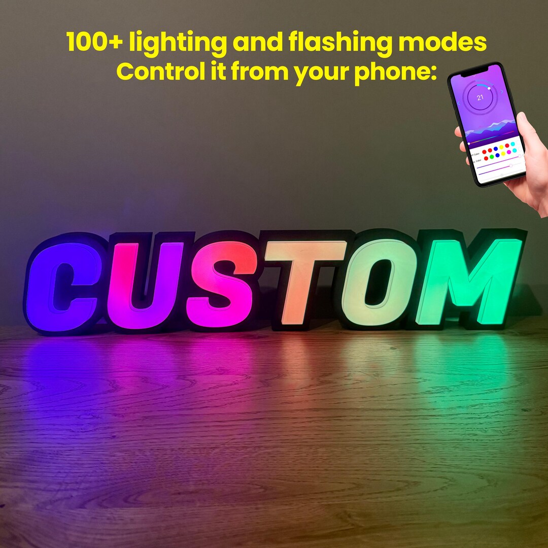 Custom 3D LED Gamer Name Light: App-controlled Gaming Room Decor - Etsy