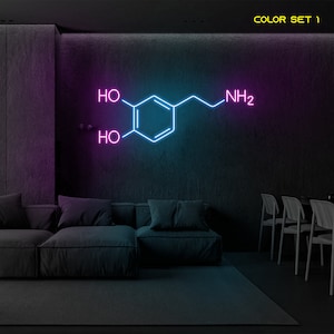 Dopamine Molecule Neon Sign - Molecule LED Sign, Neon Sign Bedroom ...