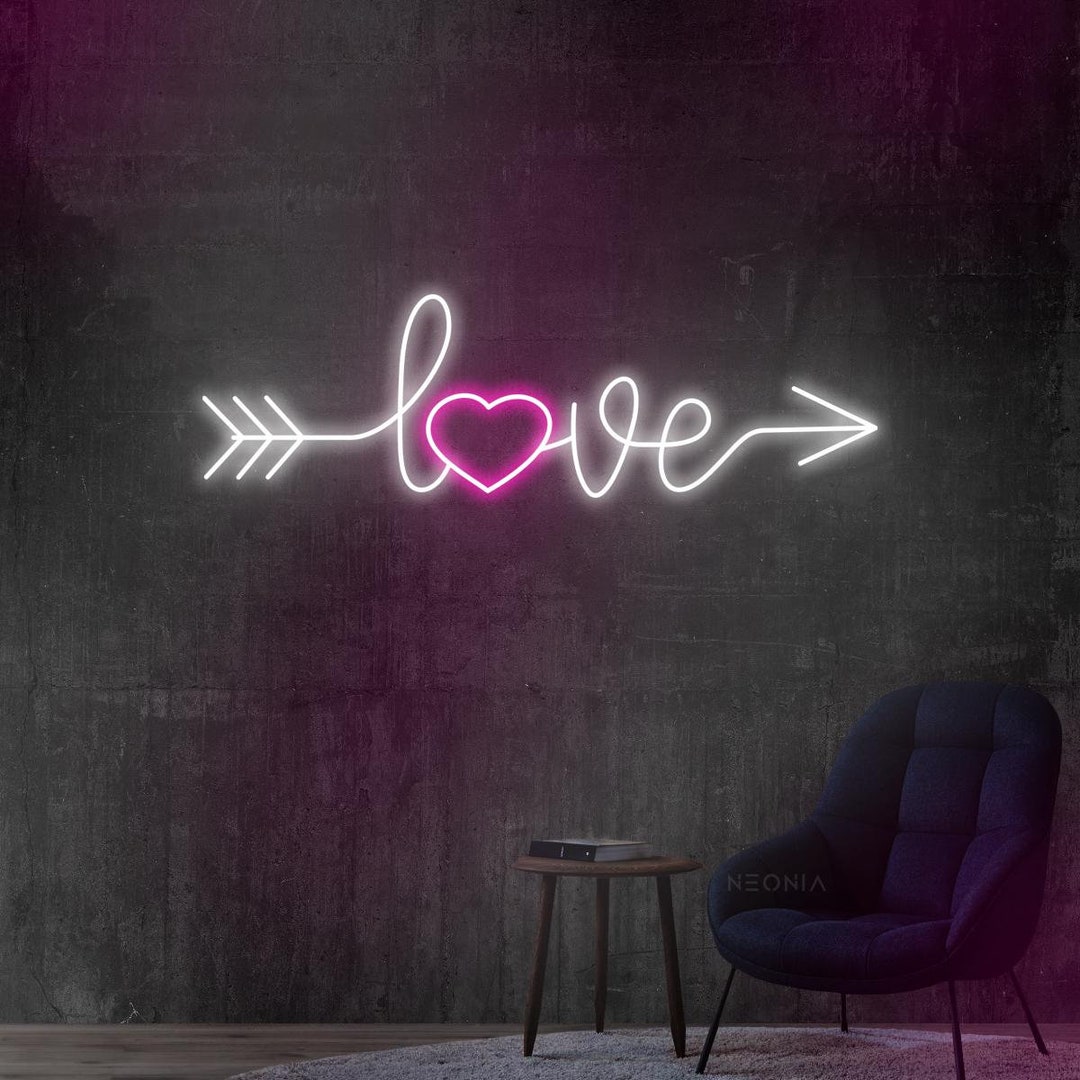 Cupid's Arrow Love LED Neon Sign: Romantic Wall Decor - Etsy