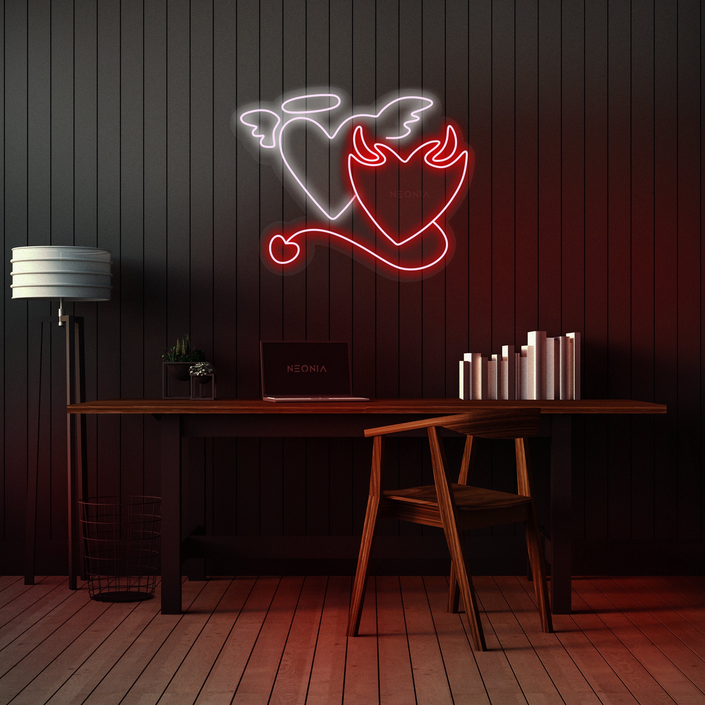 Neon Sign Angel and Devil Neon Sign Custom Neon Sign Heart | Etsy