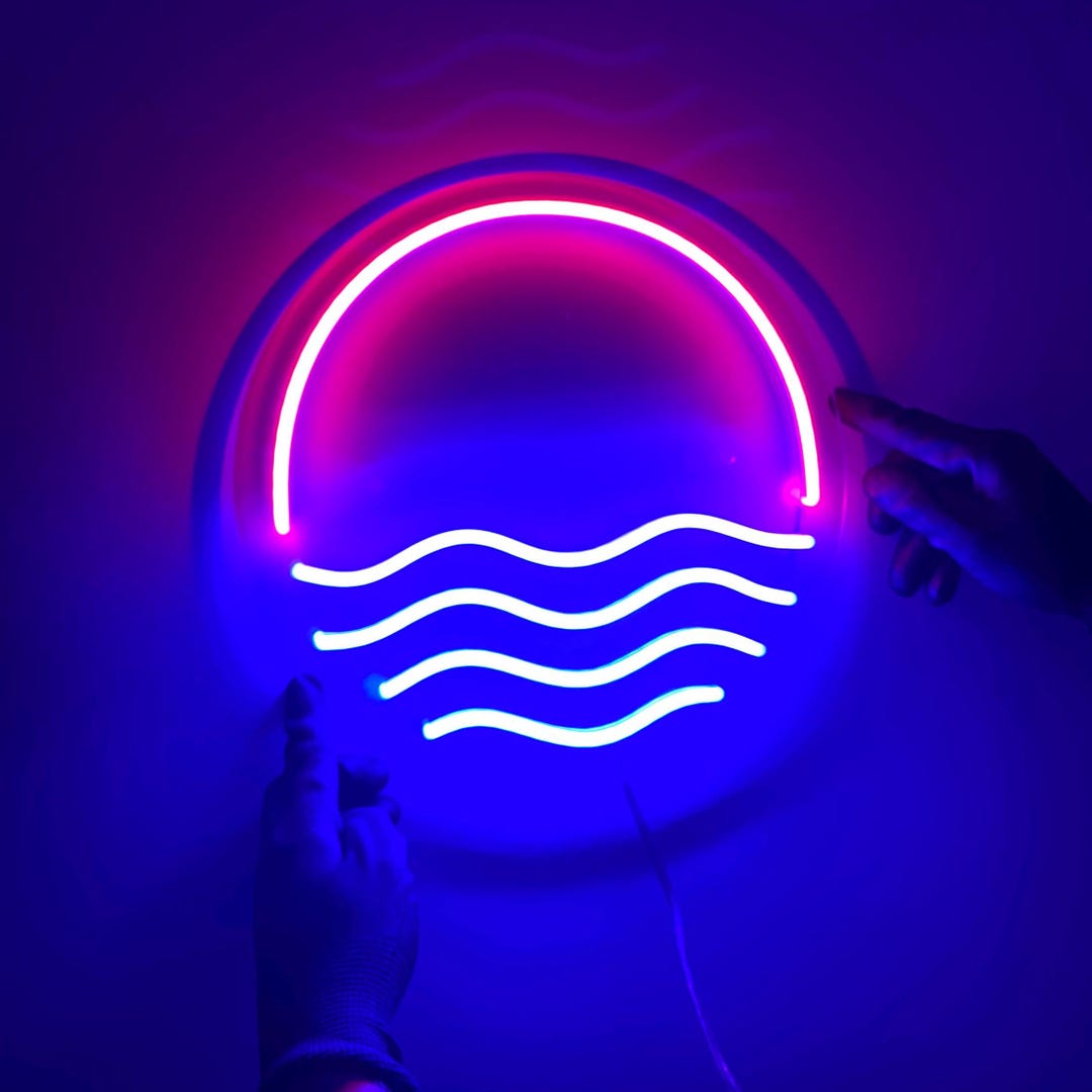 Sunset at Sea LED Neon Sign: Coastal Wall Art - Etsy