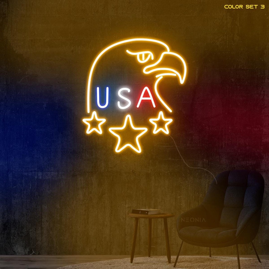 Eagle USA Patriotic LED Neon Sign - American Flag Wall Decor, Freedom ...