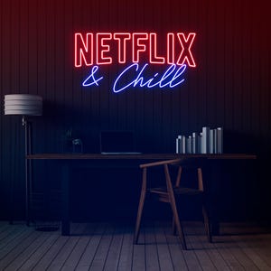 Netflix and Chill LED Neon Sign - Series Fans Wall Art, Movie Night ...