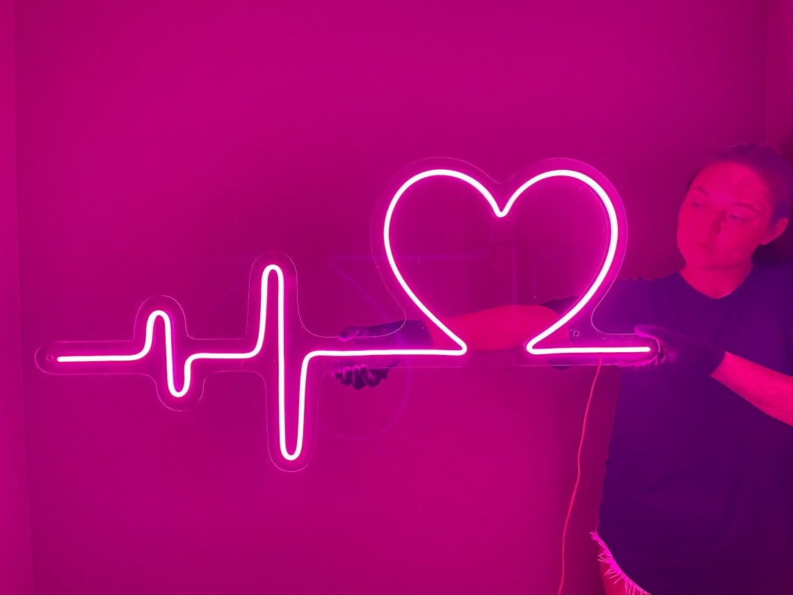 Neon Sign Pulse and Heart Neon Sign Custom Neon Sign Neon - Etsy