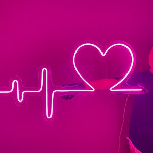 Neon Sign - Pulse and Heart Neon Sign, Custom Neon Sign, Neon Sign ...