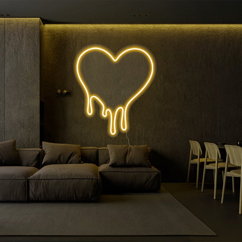 Dripping Heart Neon Sign Heart Neon Sign Bedroom Neon Sign - Etsy