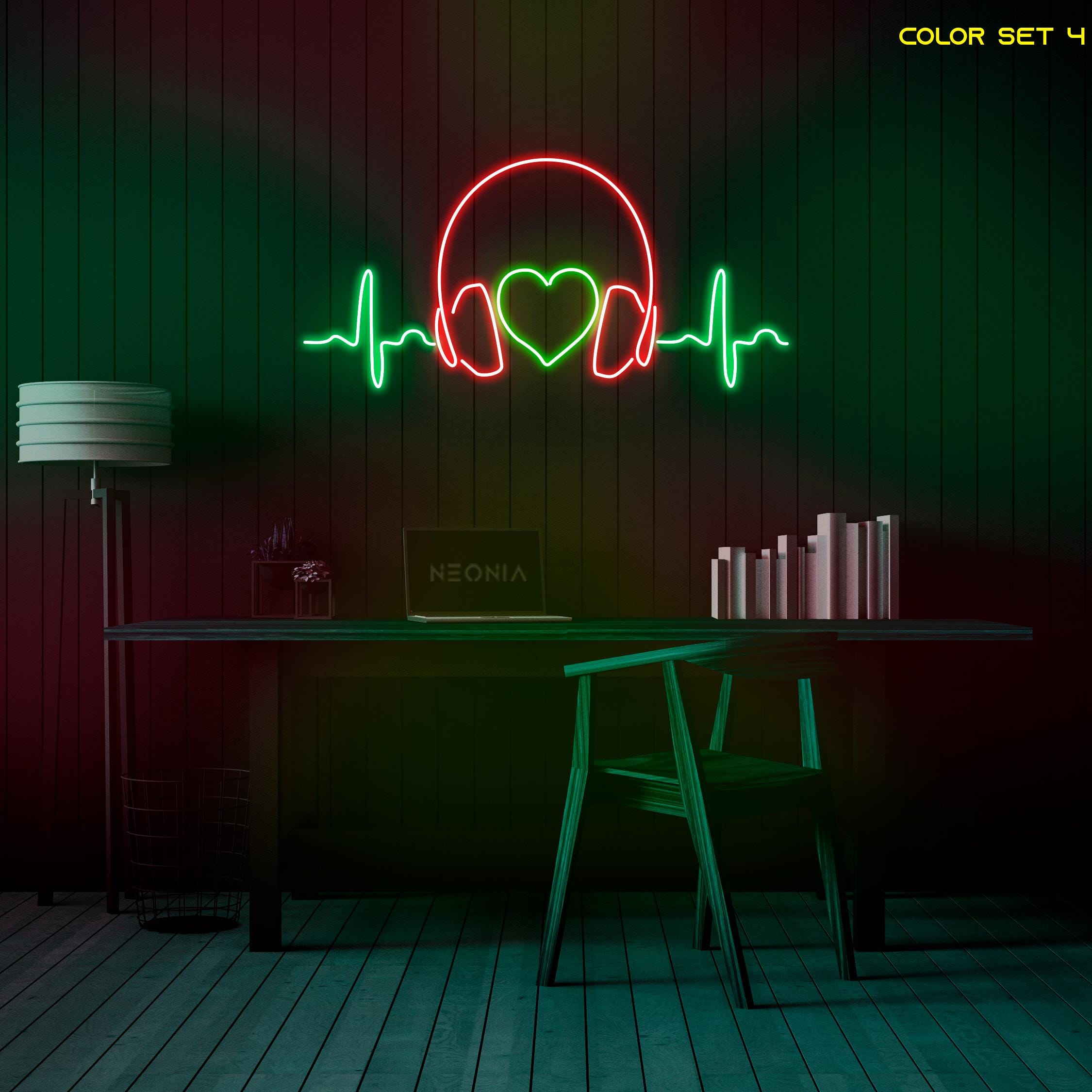 Headphones Neon Sign: Music Lover LED Wall Art - Etsy