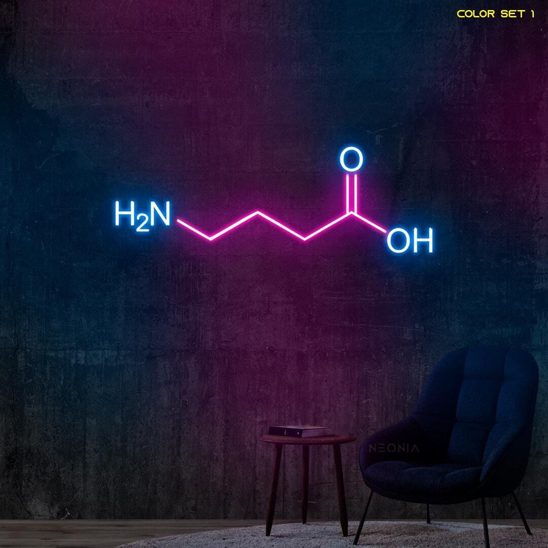 Gamma-aminobutyric Acid (GABA) LED Neon Sign - Science Wall Art, Brain ...