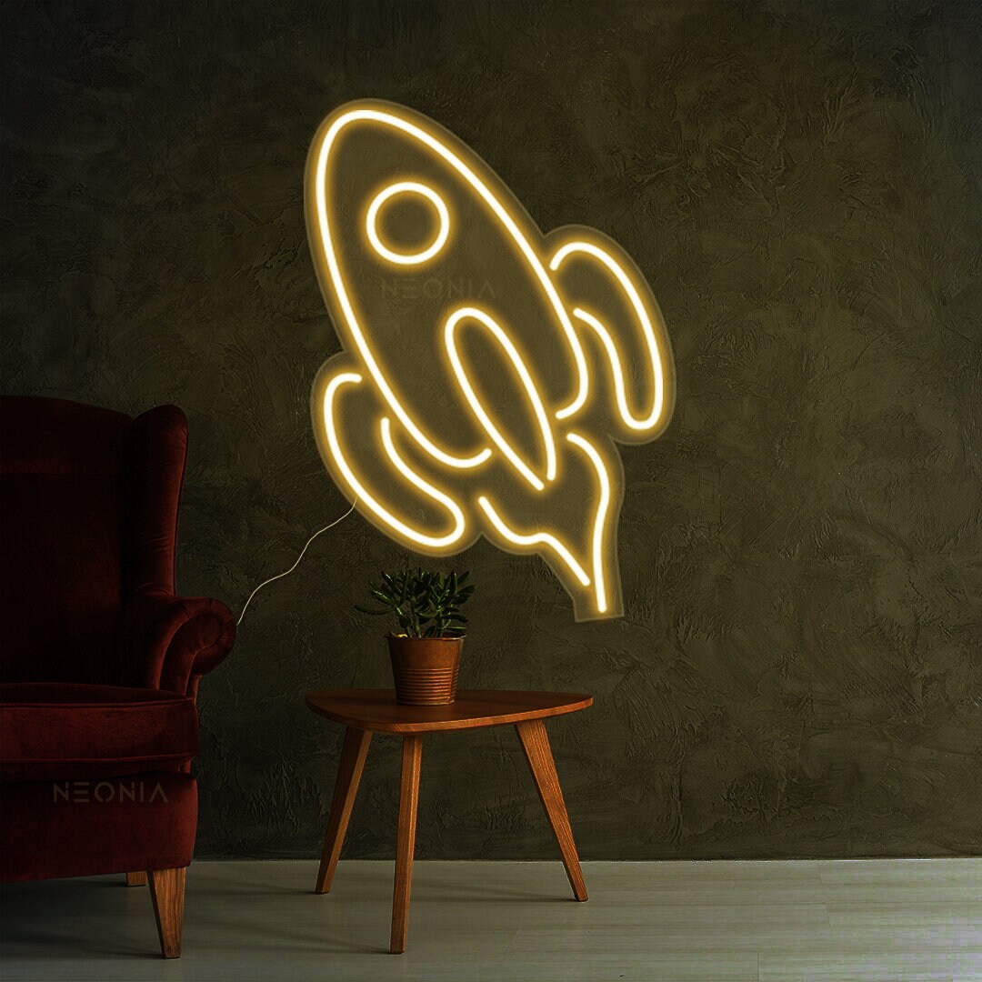 Rocket Neon Sign Wall Decor Wall Sign Neon Lights | Etsy