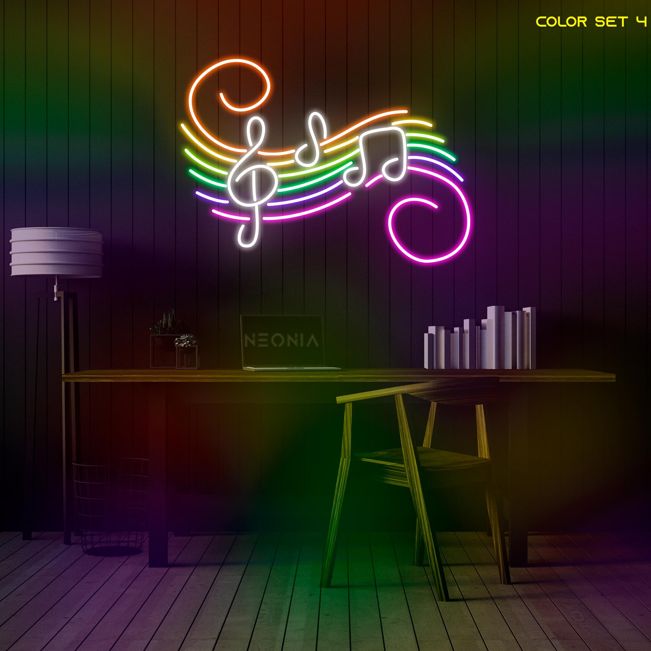 Rainbow Music Notes LED Neon Sign: Studio Bar Wall Art - Etsy