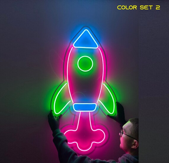 Rocket Neon Sign Bedroom Neon Sign LED Light Neon Light - Etsy