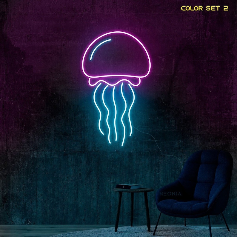 Jellyfish Neon Sign Jellyfish Led Sign Neon Wall Sign Neon - Etsy