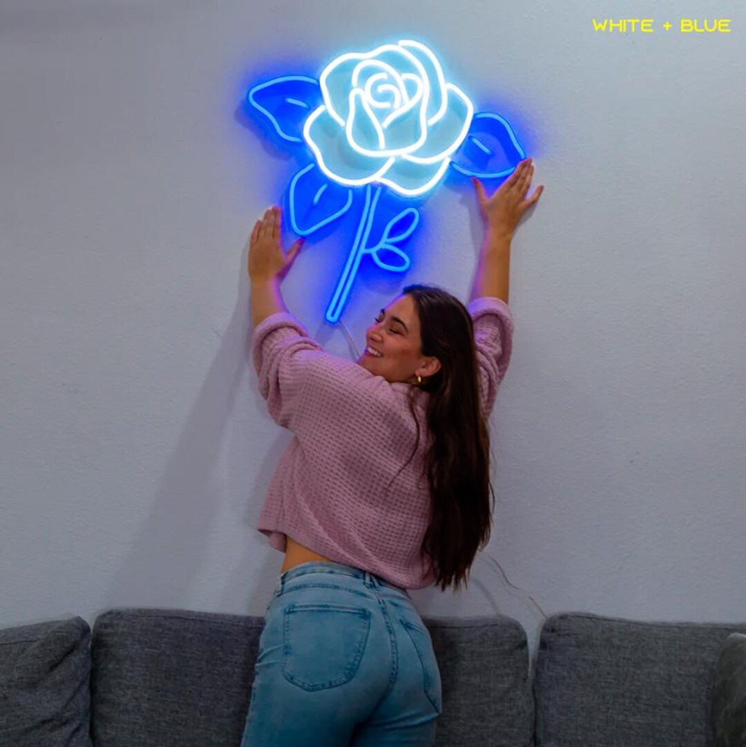 Handmade Rose LED Neon Sign: Floral Wall Decor - Etsy