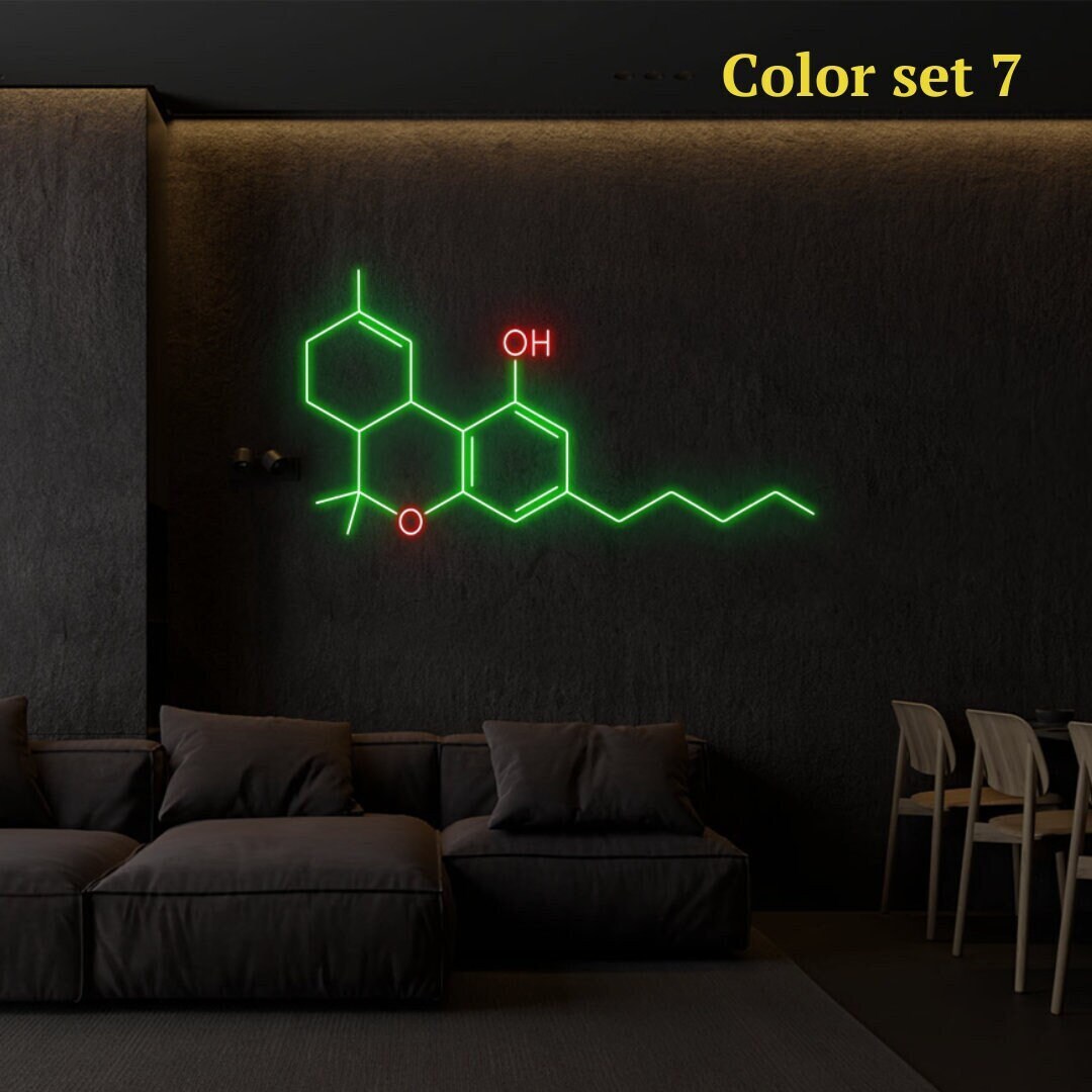 THC Molecule Neon Sign, Molecule LED Sign, 420, Stoner Gift, Cannabis ...