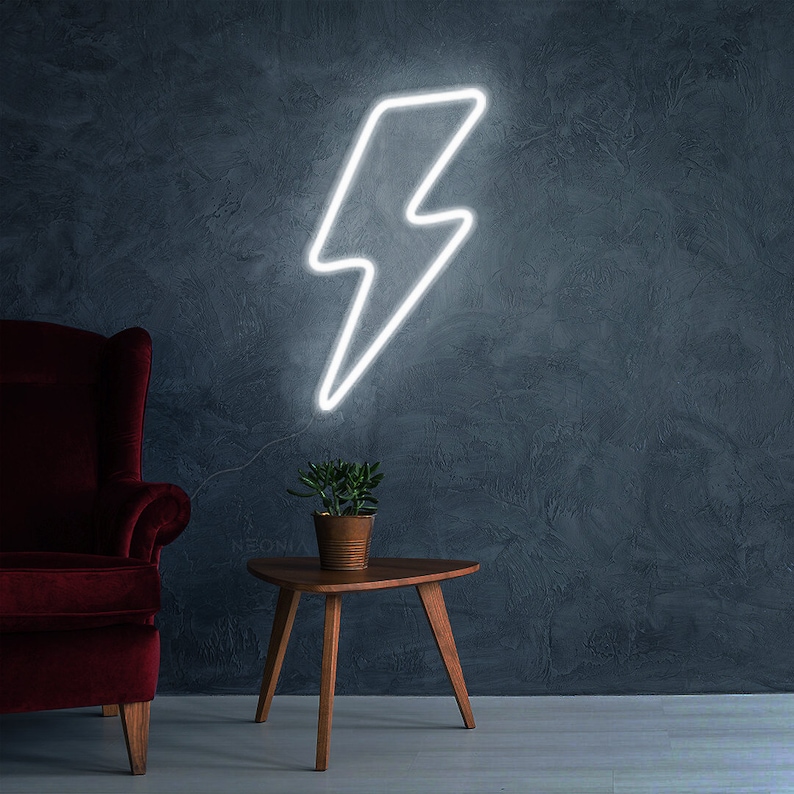 Lightning Bolt LED Neon Sign: Handmade Wall Decor - Etsy