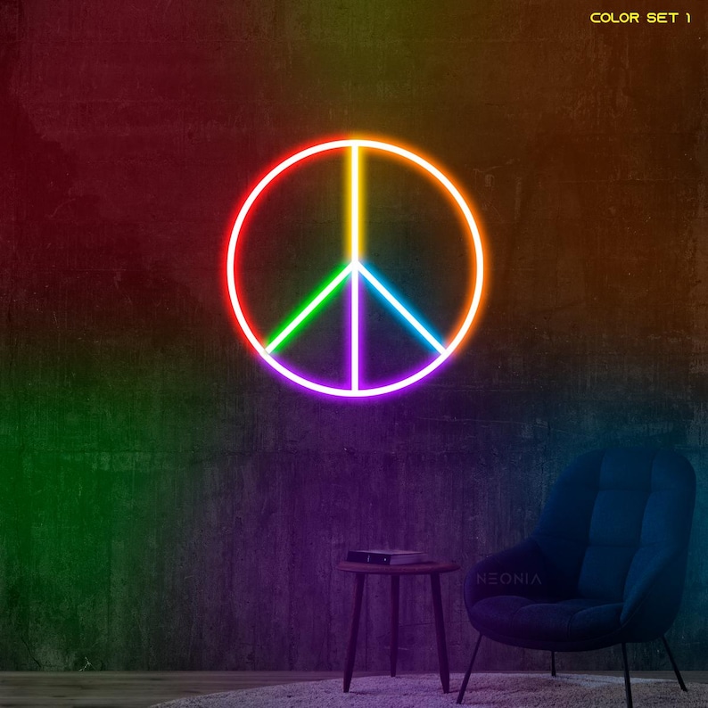 Peace Symbol LED Neon Sign: LGBTQ Pride Wall Art - Etsy