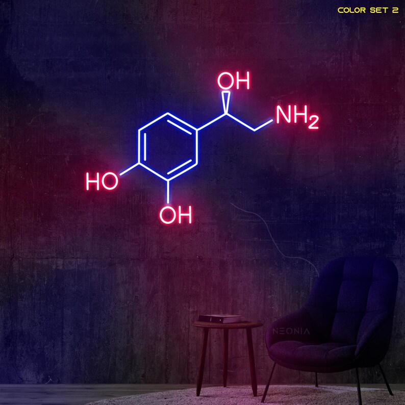 Noradrenaline Molecule LED Neon Sign: Science Wall Decor - Etsy