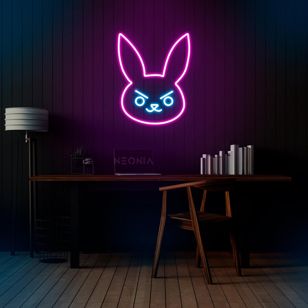 Angry Rabbit LED Neon Sign - Disgruntled Bunny Wall Art, Funny Neon ...