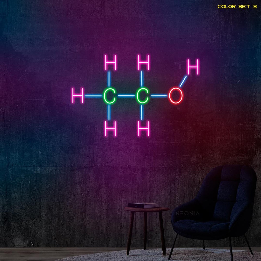 Ethanol Chemical Formula LED Neon Sign - Science Wall Art, Chemistry ...