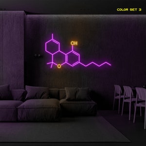 THC Molecule Neon Sign, Molecule LED Sign, 420, Stoner Gift, Cannabis ...