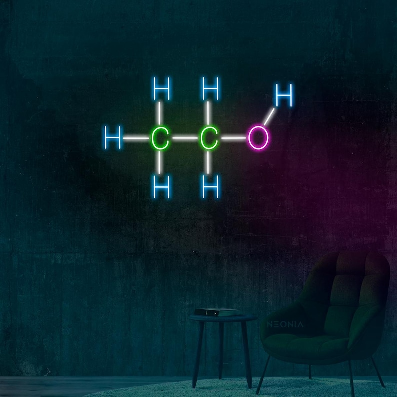 Ethanol Chemical Formula LED Neon Sign - Science Wall Art, Chemistry ...