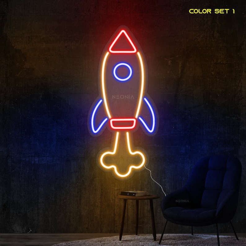 Rocket Neon Sign Bedroom Neon Sign LED Light Neon Light - Etsy