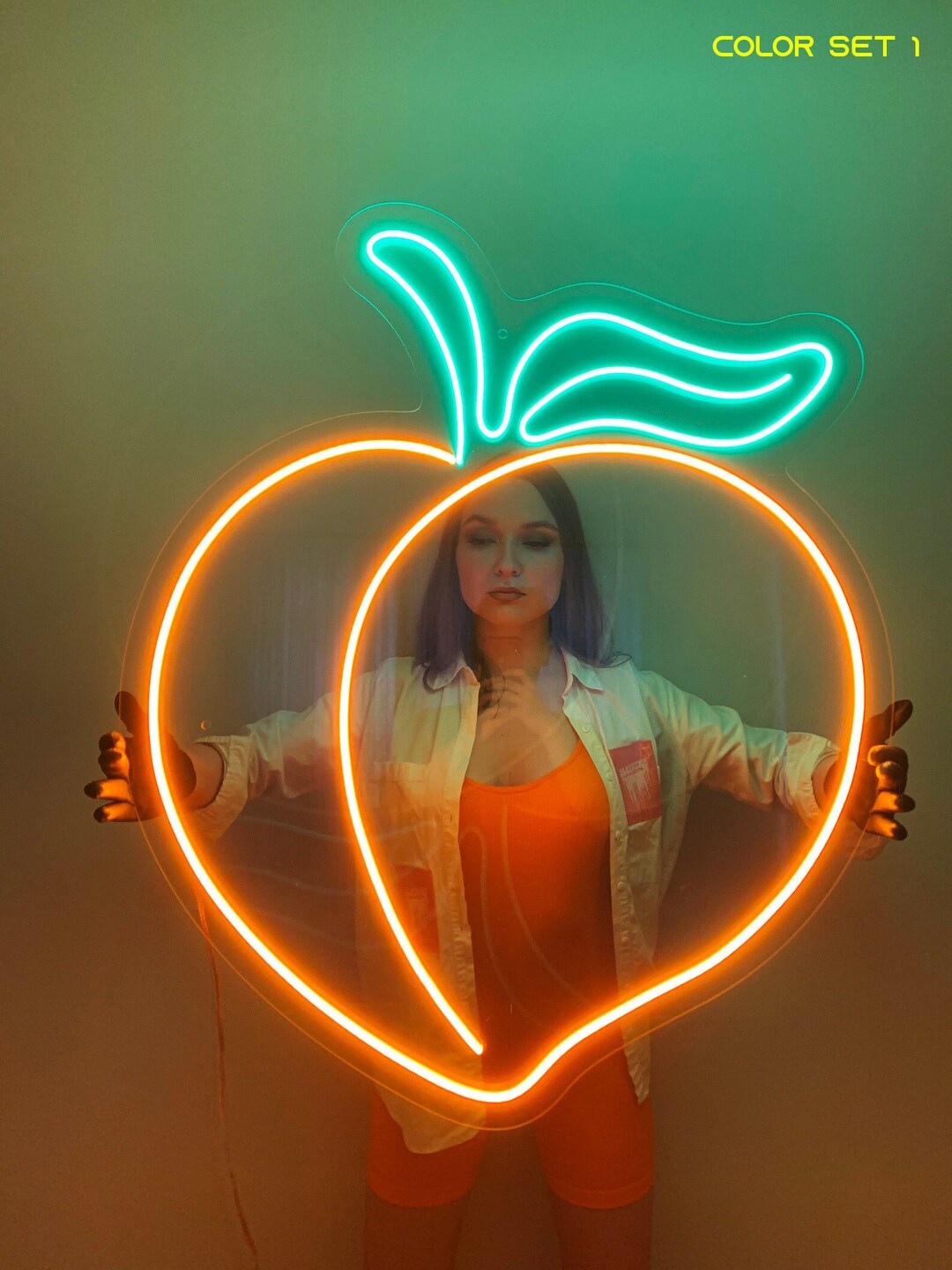 Peach Neon Sign Wall Decor – LED Fruit Light for Bedroom, Bar or ...