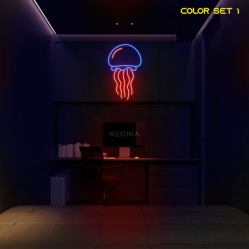 Jellyfish Neon Sign Jellyfish Led Sign Neon Wall Sign Neon - Etsy