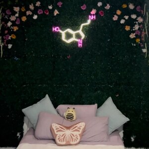 Serotonin Molecule Neon Sign - Molecule LED Sign, Neon Sign Bedroom ...