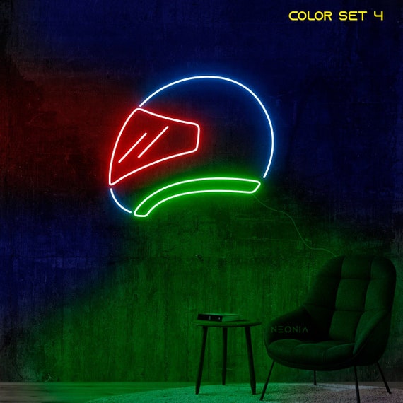 Bike Helmet Neon Sign Bike Helmet Led Sign Neon Sign | Etsy