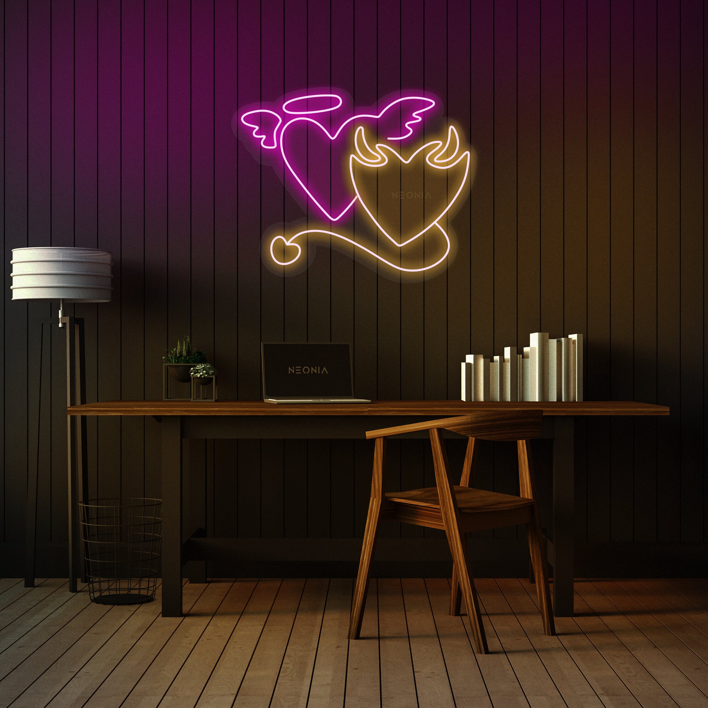 Neon Sign Angel and Devil Neon Sign Custom Neon Sign Heart | Etsy