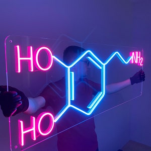 Dopamine Molecule Neon Sign: Handmade LED Bedroom Light - Etsy