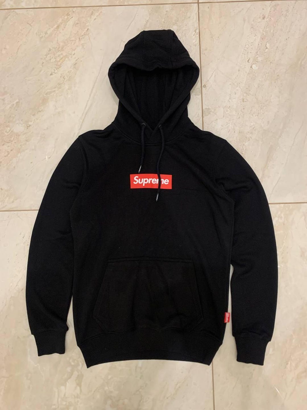 Vintage SUPREME Hoodie Black Red Box Logo Sweatshirt - Etsy