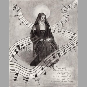 Saint Elizabeth of the Trinity Art Print | Black and White Charcoal ...