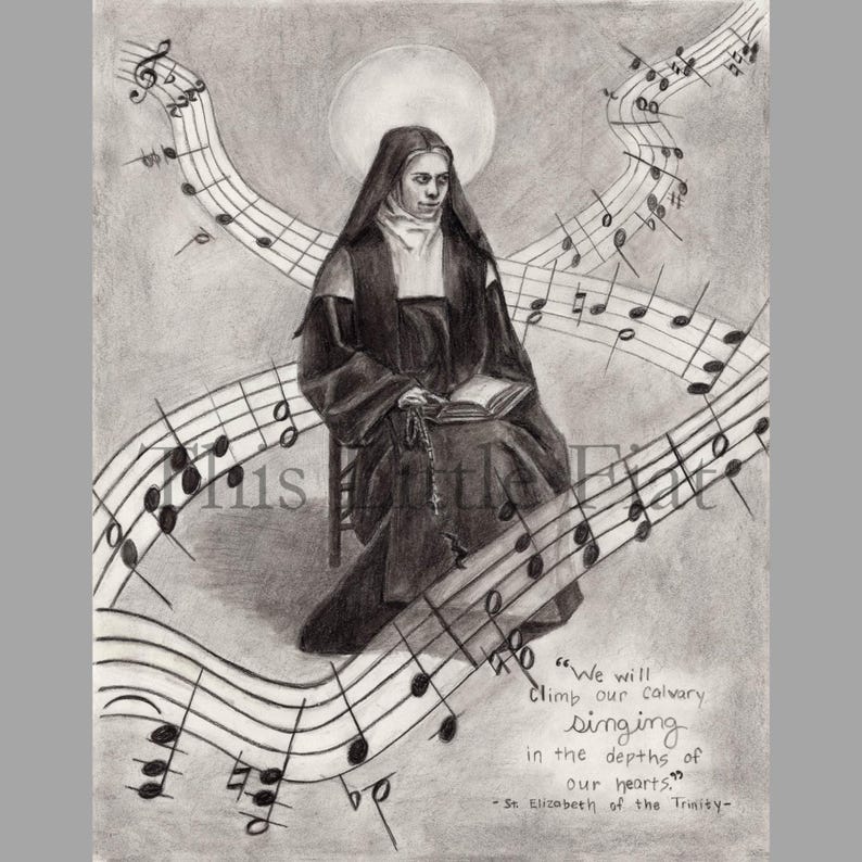 Saint Elizabeth of the Trinity Art Print | Black and White Charcoal ...