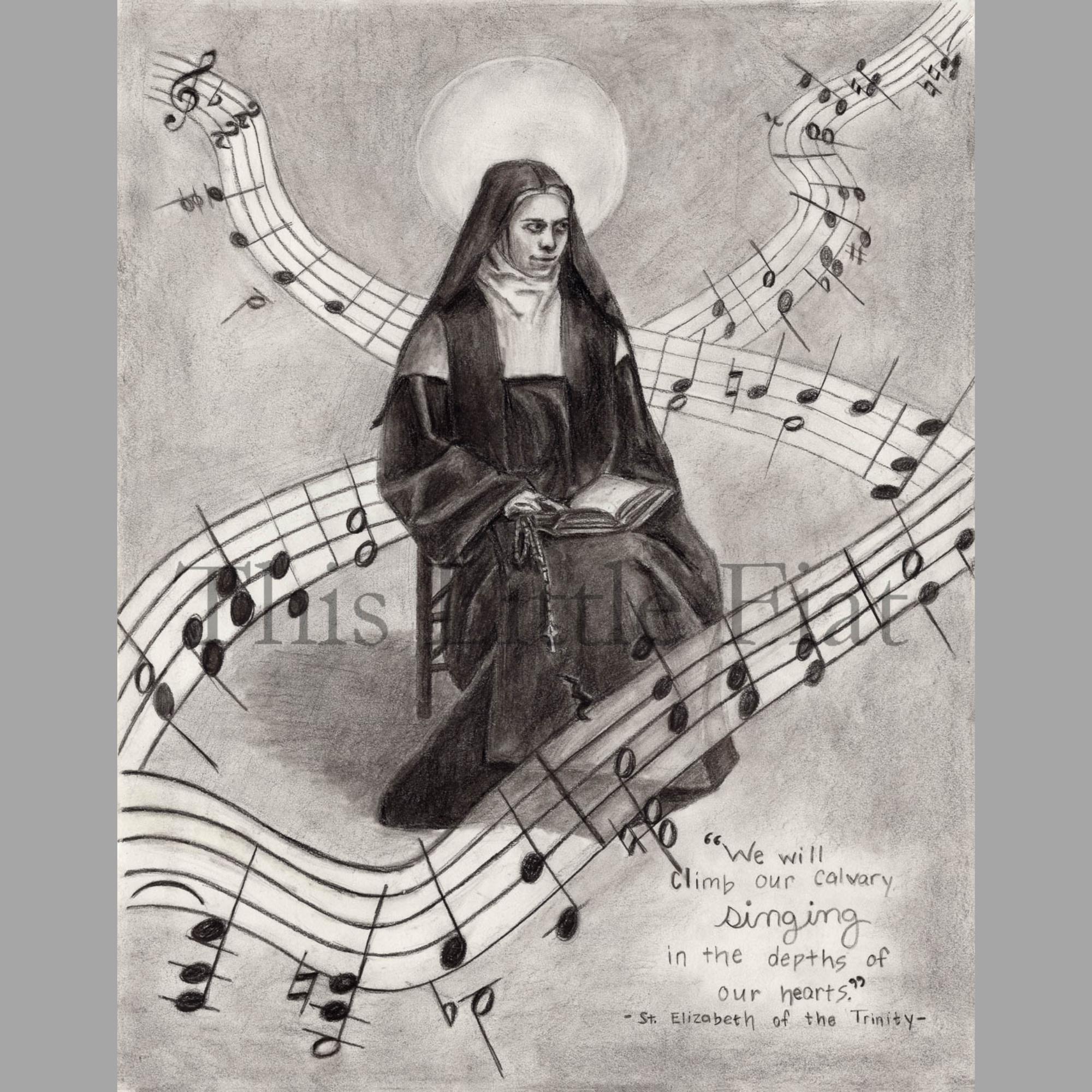 Saint Elizabeth of the Trinity Art Print | Black and White Charcoal ...