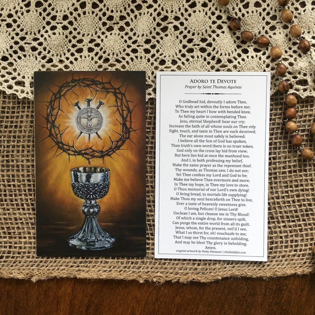 Adoro Te Devote Prayer Card | Catholic Prayer Card for Eucharistic ...
