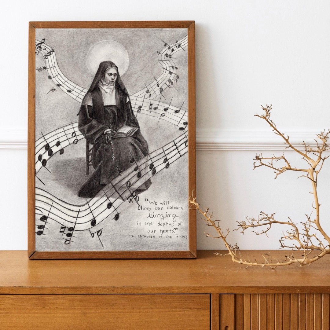 Saint Elizabeth of the Trinity Art Print | Black and White Charcoal ...
