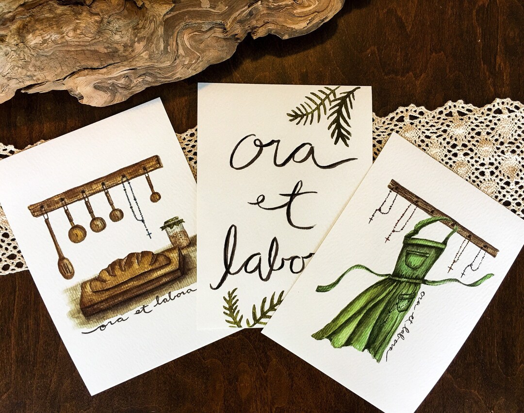 Ora Et Labora Watercolor Art Prints, Catholic Homemaker Art Print ...