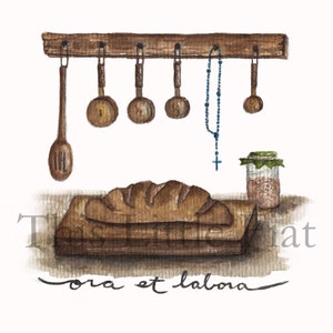 Ora Et Labora Watercolor Art Prints, Catholic Homemaker Art Print ...