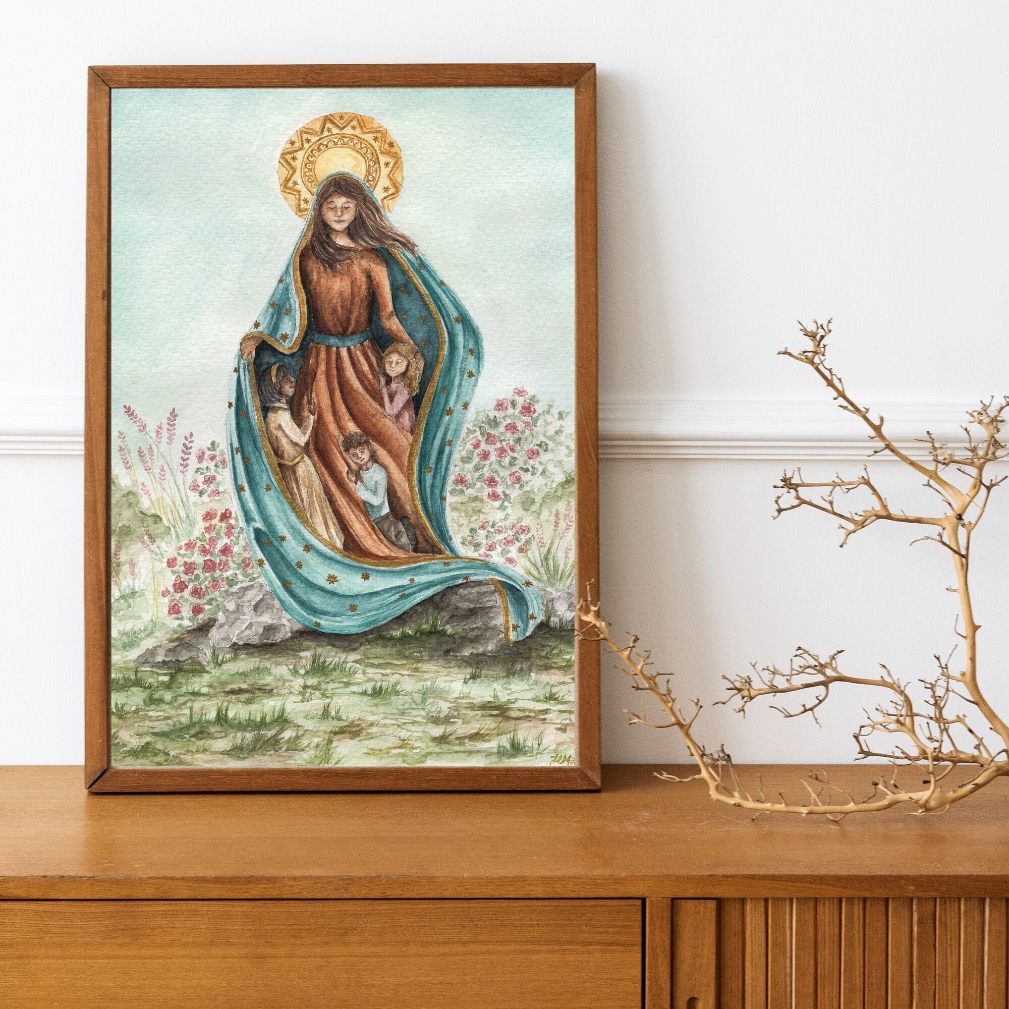 Mantle of Mary Wall Art in style of Our Lady of Guadalupe | This Little ...