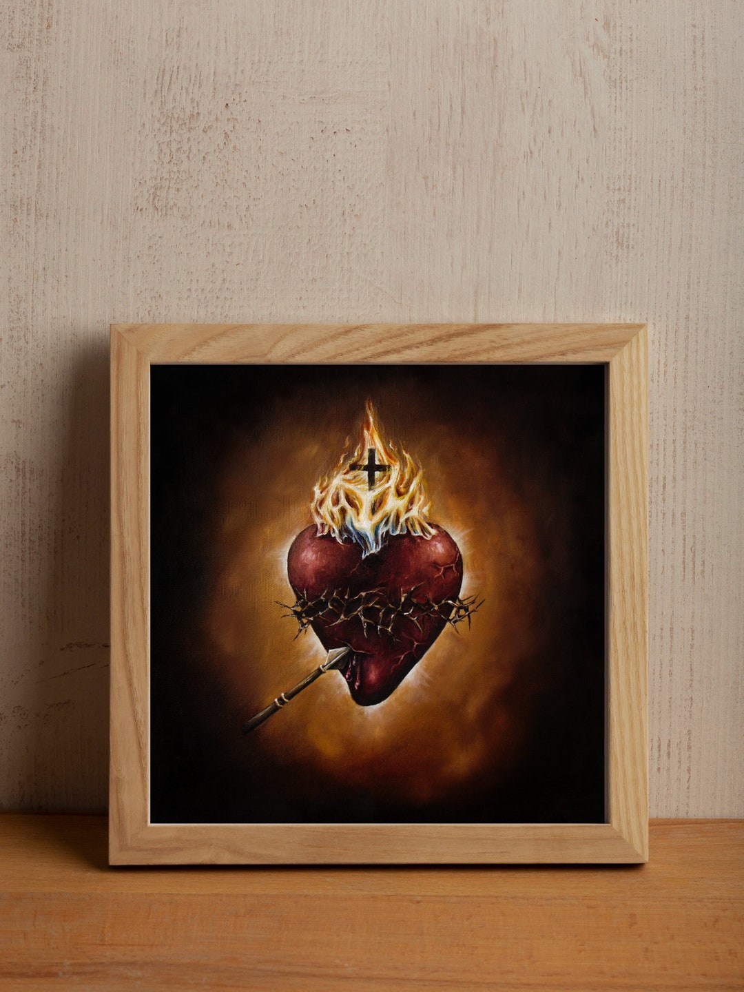 Sacred Heart of Jesus Art Print, Catholic Wall Art, Catholic Home Decor ...