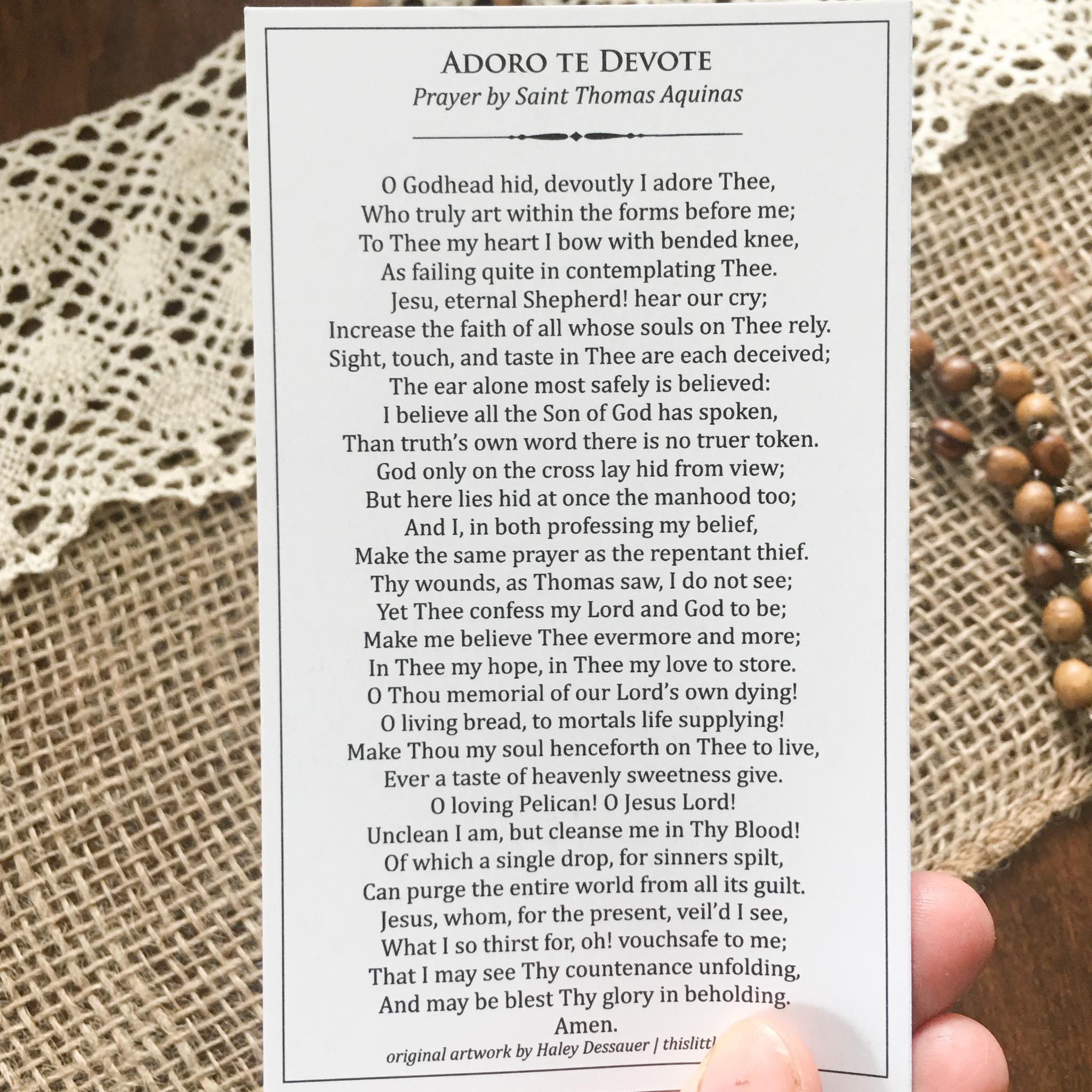 Adoro Te Devote Prayer Card | Catholic Prayer Card for Eucharistic ...