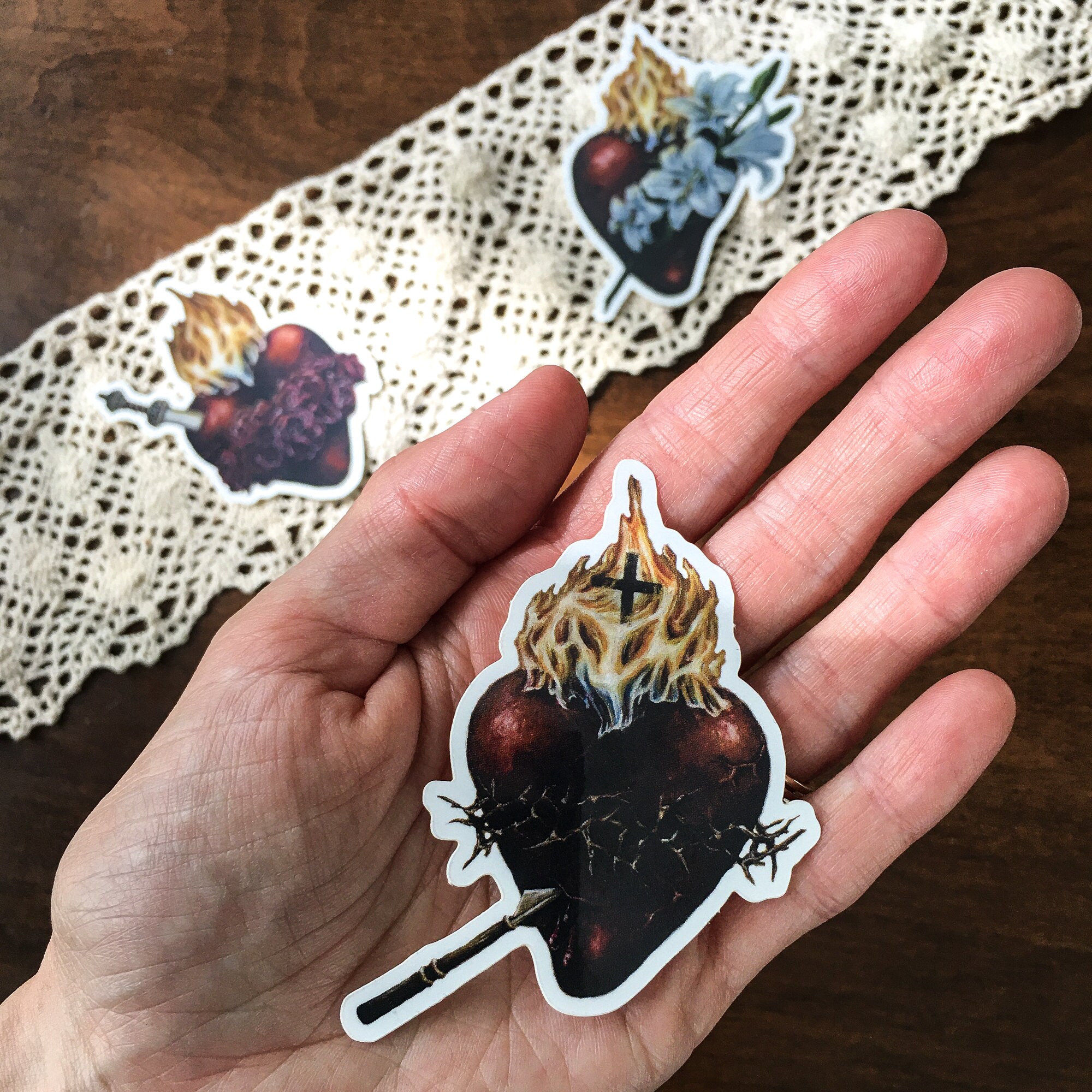 Three Holy Family Hearts Stickers, Catholic Waterproof Vinyl Stickers ...