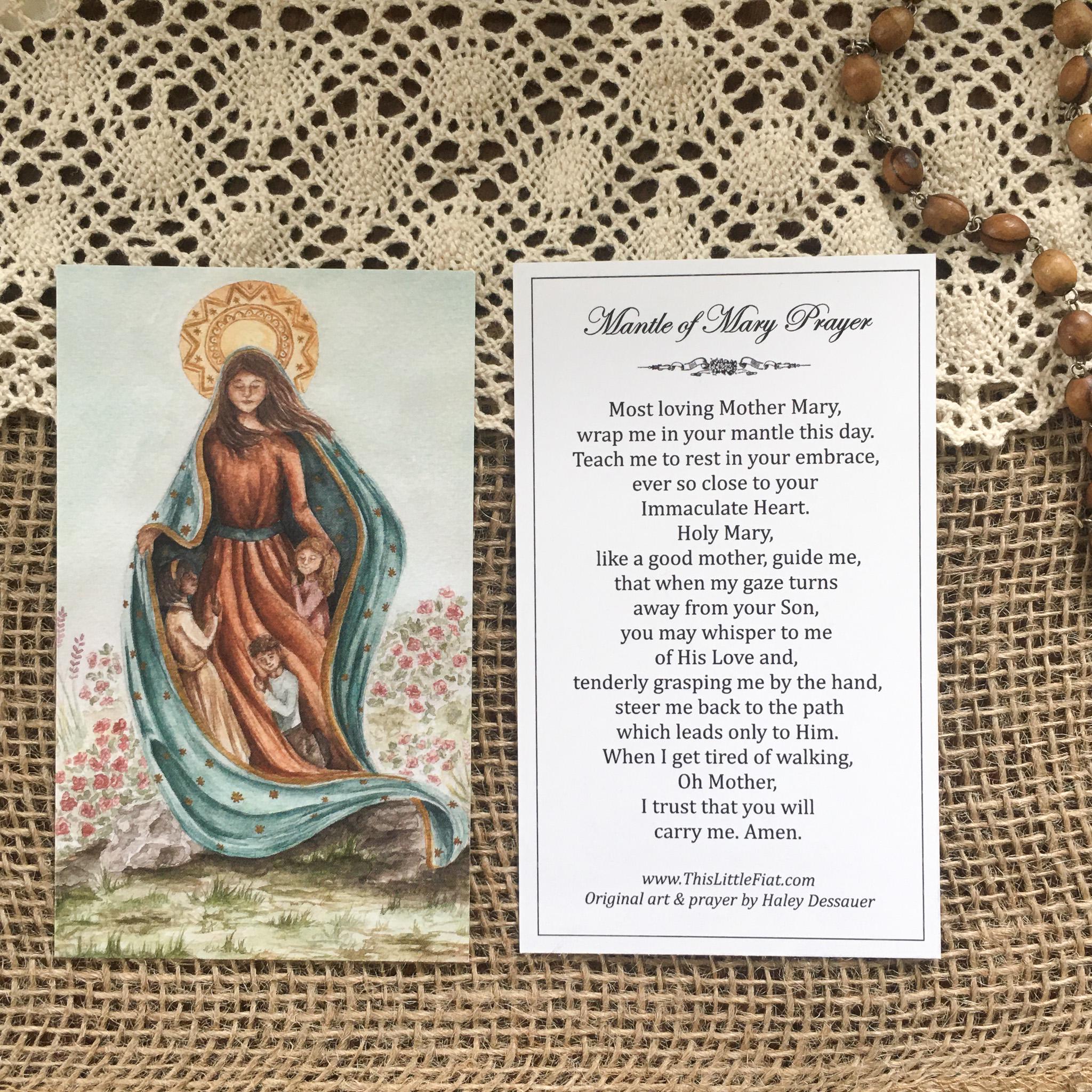 Mantle of Mary Catholic Prayer Card | Blessed Virgin Mary Prayer Card ...